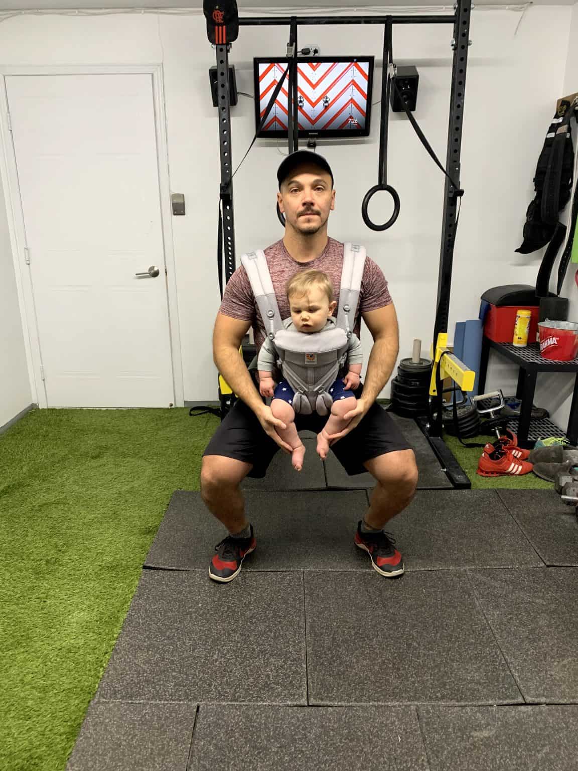 How to squat while babywearing | Upside Dad